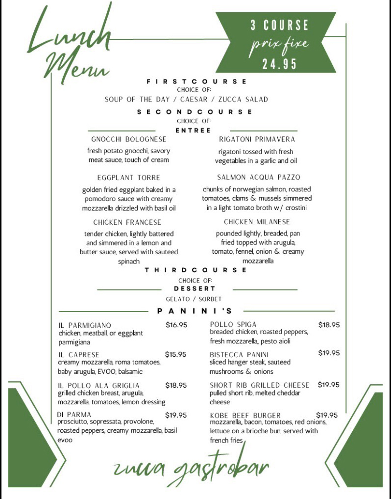 Restaurant Week - Zucca - Westport-Weston Chamber of Commerce | WWCC